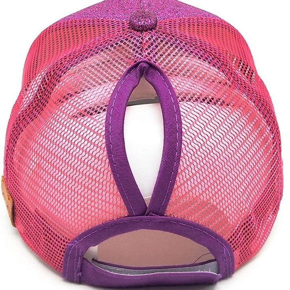 Accessories | Purple And Pink Messy Bun Baseball Cap | Poshmark